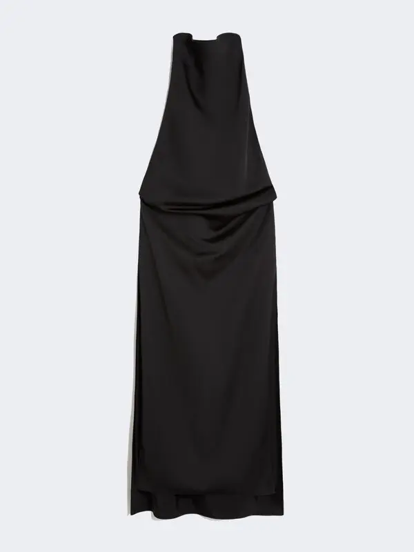 Max Mara Viscose Satin Draped Maxi Dress With High-low Hem