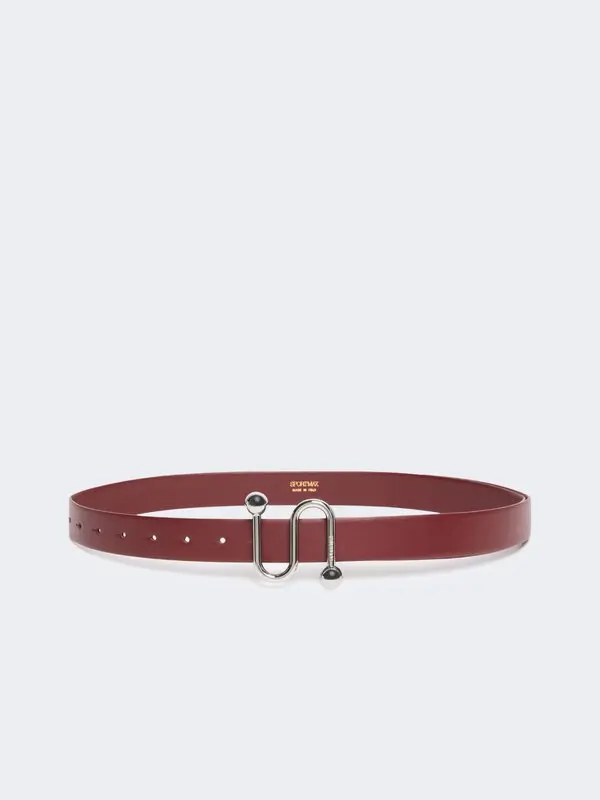 Max Mara Leather Belt With Buckle - Bordeaux