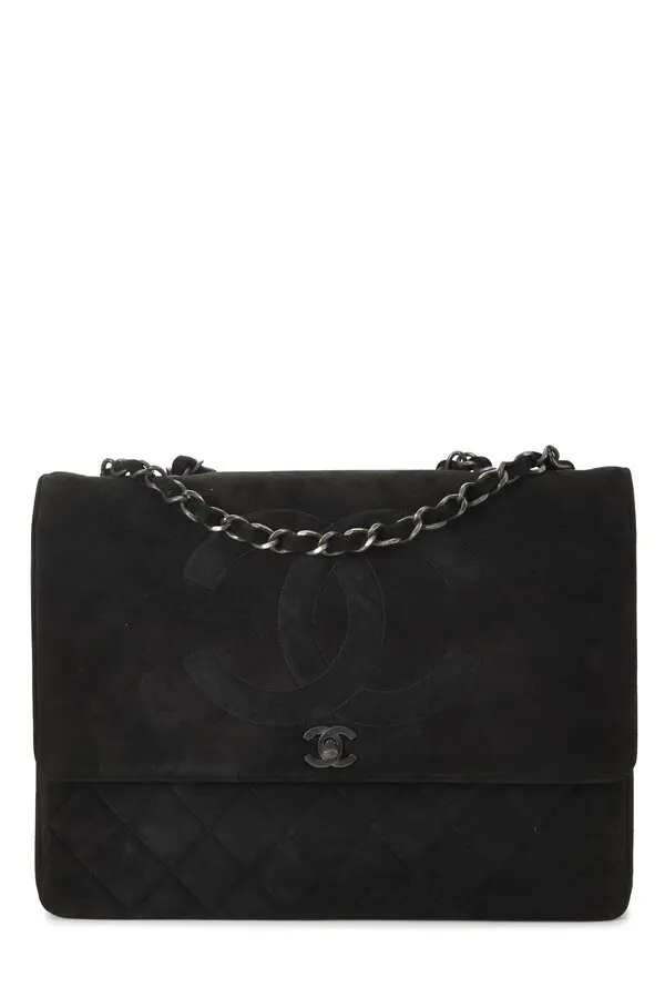 Chanel Quilted Suede 'cc' Flap - Black