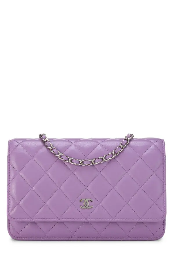 Chanel Lambskin Classic Quilted Wallet On Chain - Purple