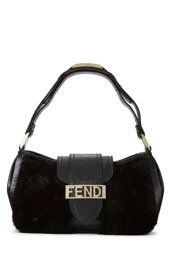 Fendi Fur Logo Flap Baguette