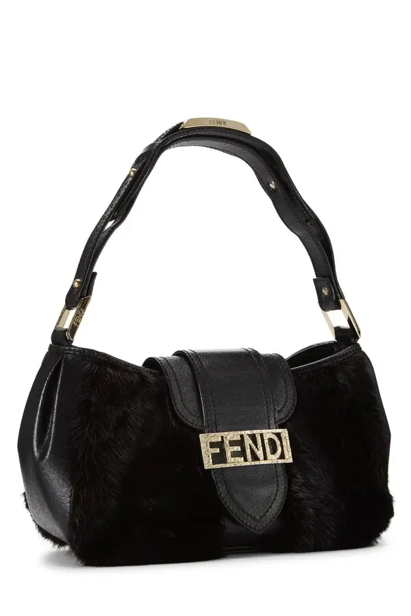 Fendi Fur Logo Flap Baguette