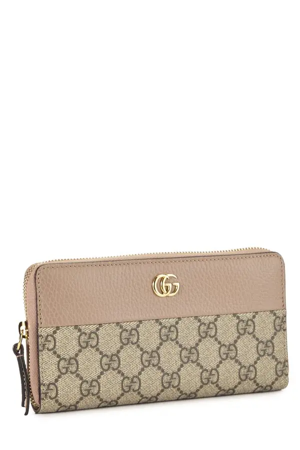 Gucci Gg Supreme Canvas Marmont Zip-around Wallet - Pink