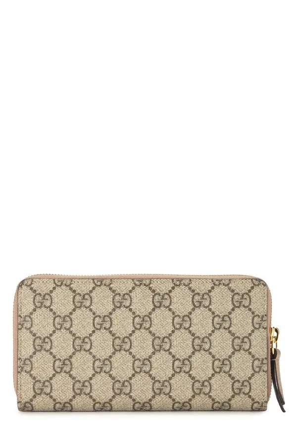 Gucci Gg Supreme Canvas Marmont Zip-around Wallet - Pink