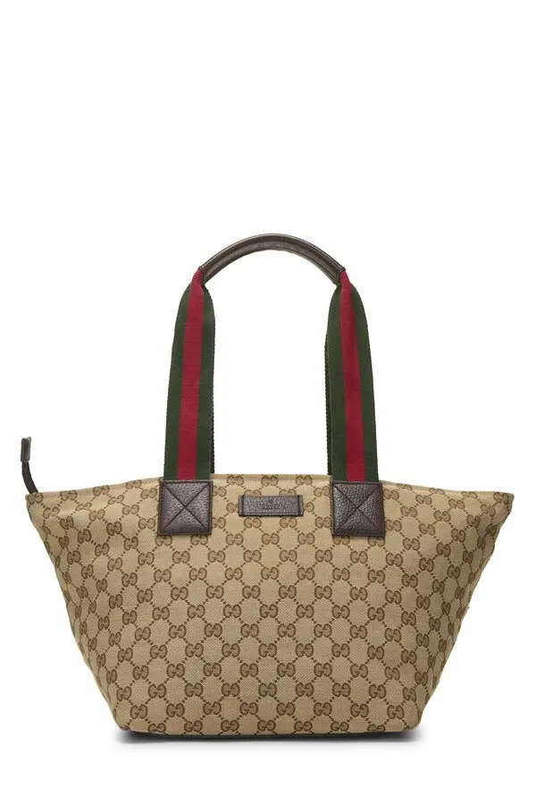 Gucci Gg Canvas Web Soft Zip Tote - Black