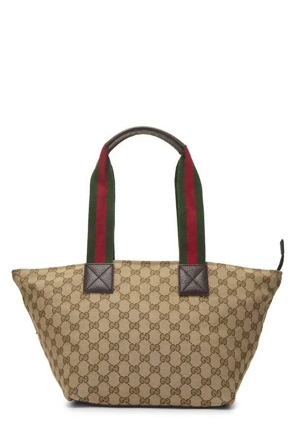 Gucci Original Gg Canvas Web Soft Zip Tote