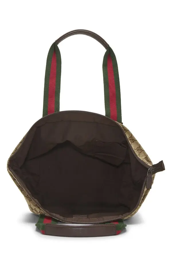 Gucci Original Gg Canvas Web Soft Zip Tote