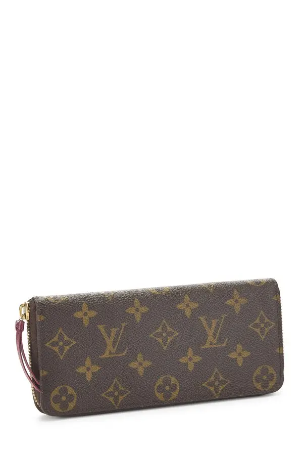 LOUIS VUITTON Burgundy Monogram Canvas Clemence Wallet