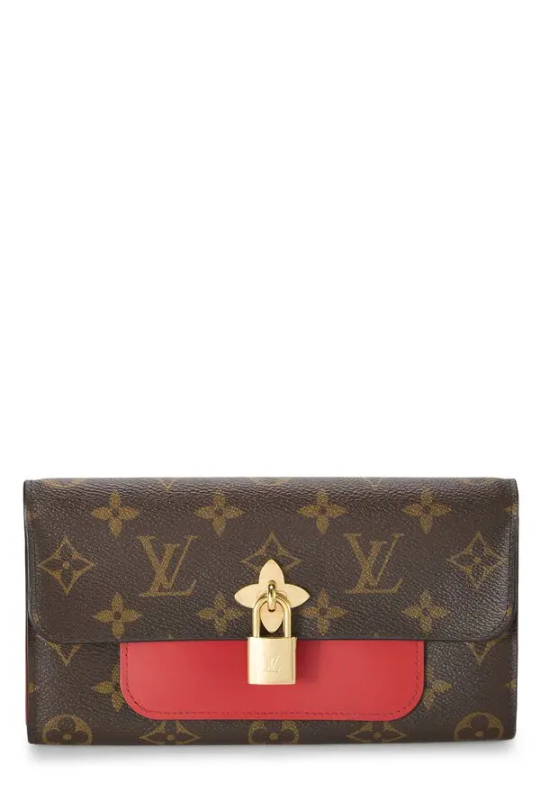 LOUIS VUITTON Monogram Flower Lock Wallet - Red