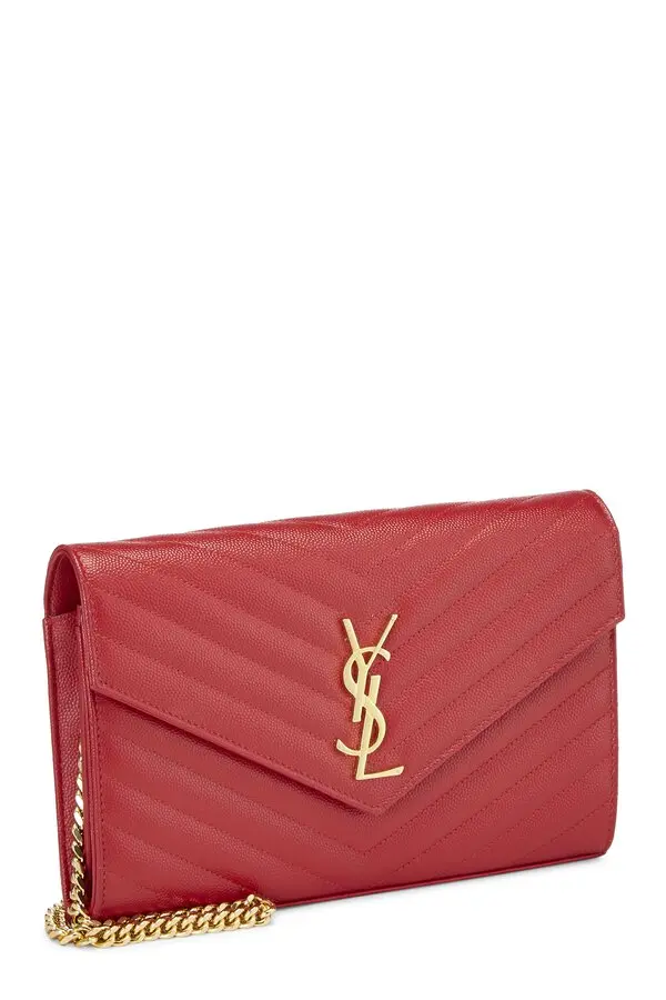 Saint Laurent Grainy Monogram Wallet On Chain
