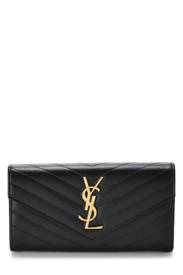 Saint Laurent Grained Calfskin Envelope Wallet - Black