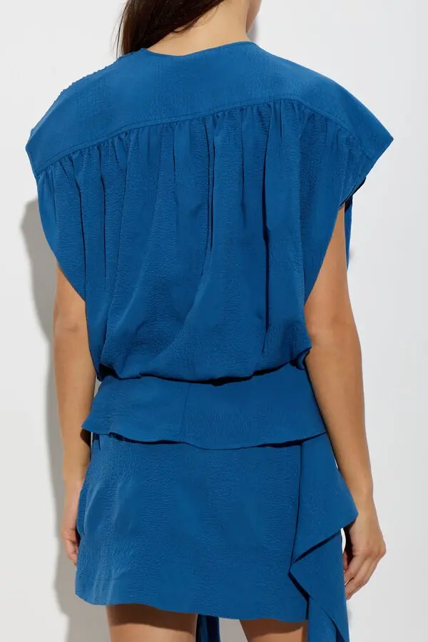 IRO PARIS Pleated Round Neck Top