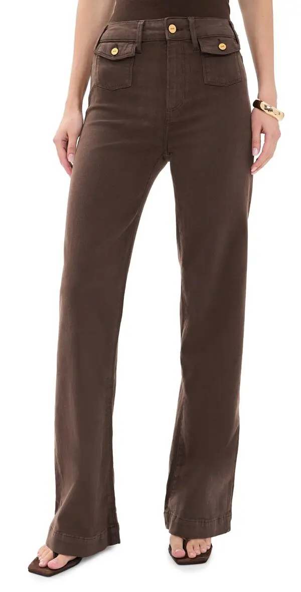Paige Leenah Mini Patch Pockets Jeans - Rich Chocolate