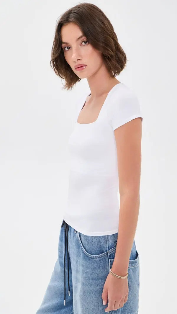 Free People Square Neck Cap Sleeve Baby Tee