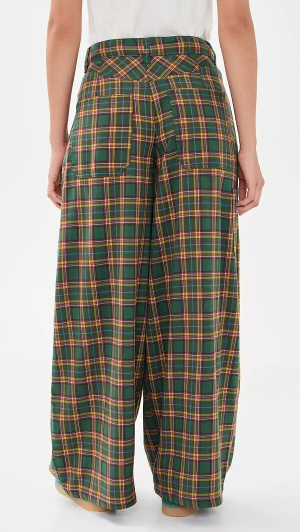 Free People Baggy Plaid Trousers