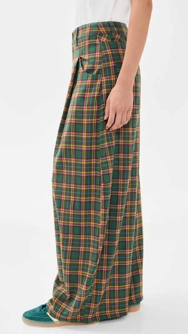 Free People Baggy Plaid Trousers