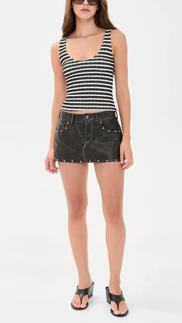 Free People Lainey Studded Vegan Mini Skirt