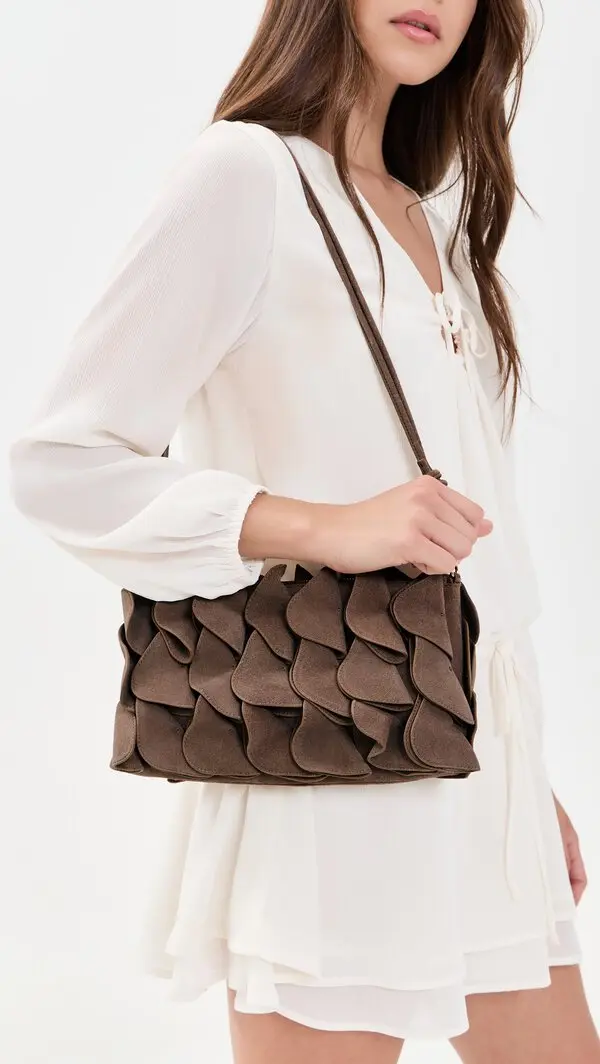 Farm Rio Suede Flower Clutch Bag