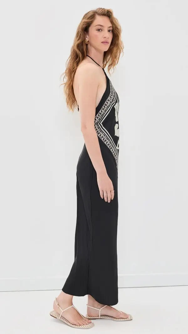 Free People Citrine Halterneck Midi Dress - Raven Combo