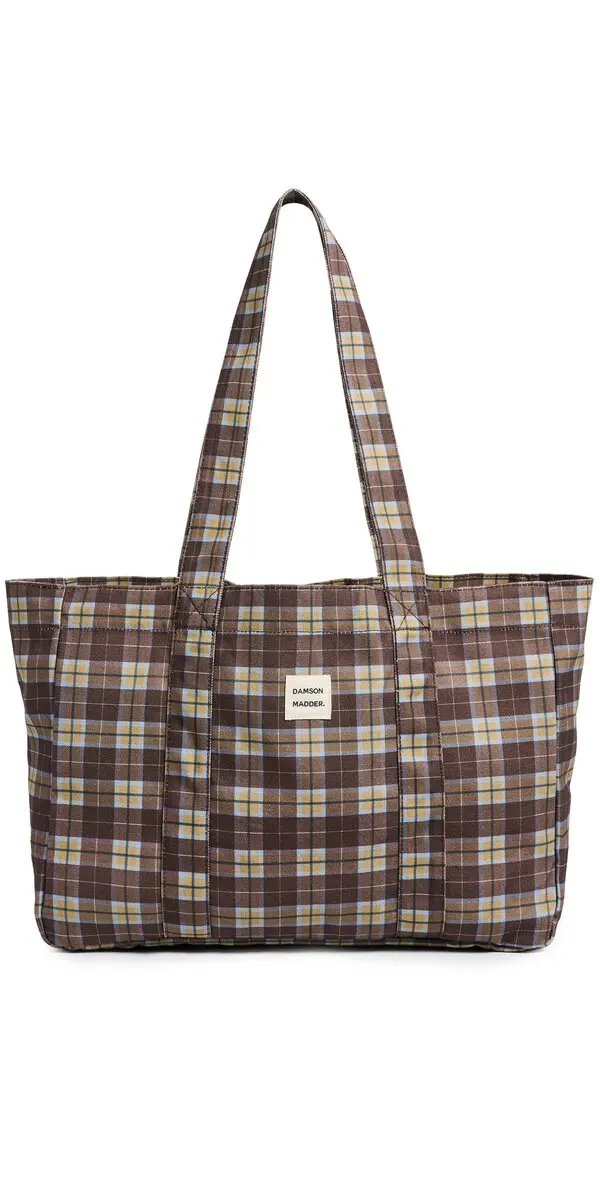 DAMSON MADDER Cocoa Check Tote Bag