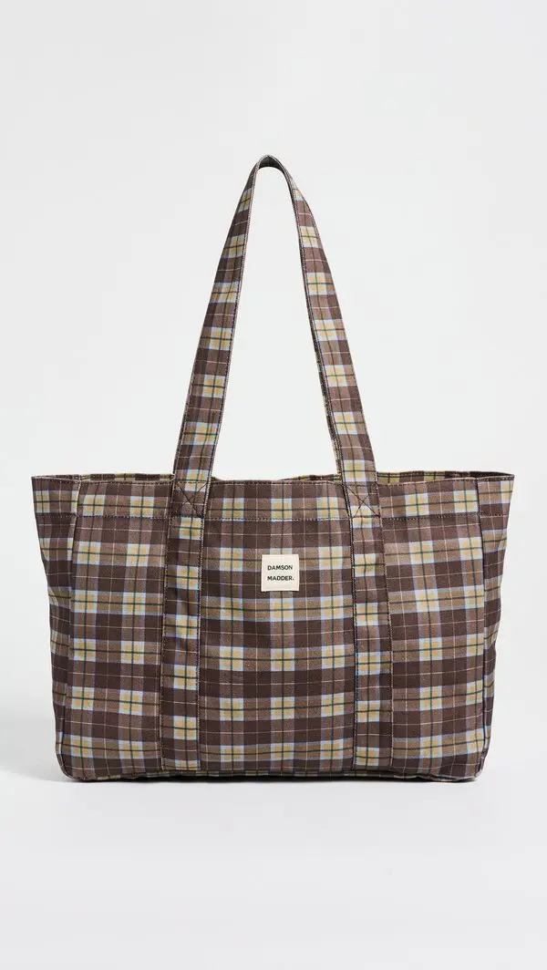 DAMSON MADDER Cocoa Check Tote Bag