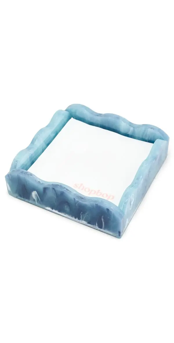 TIZO DESIGN Lucite Marbleized Cocktail Napkin Tray - Blue