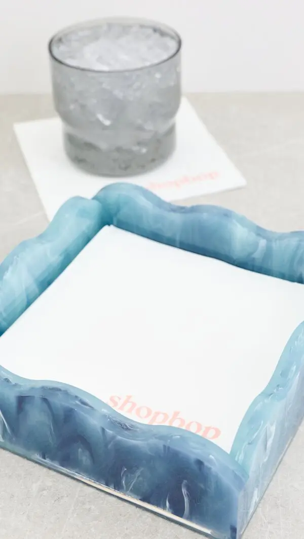 TIZO DESIGN Lucite Marbleized Cocktail Napkin Tray