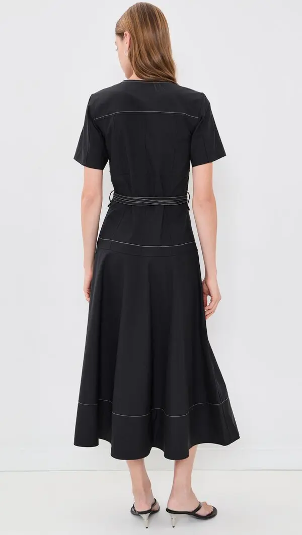 Proenza Schouler White Label Elizabeth Midi Dress With Contrast Stitching