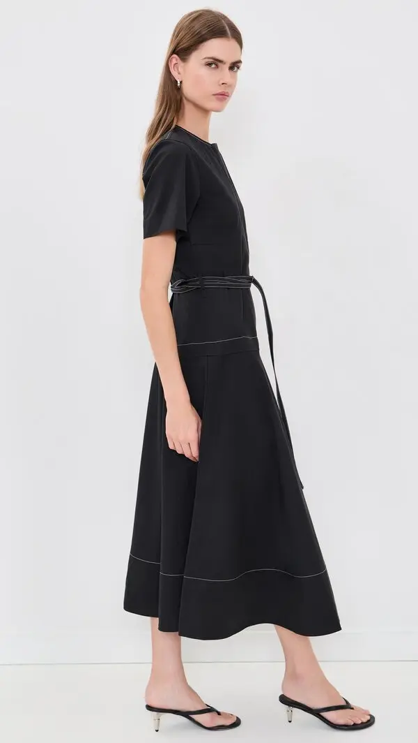 Proenza Schouler White Label Elizabeth Midi Dress With Contrast Stitching