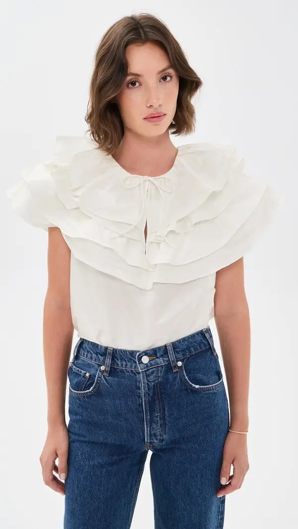AKNVAS Linda Taffeta Cape Top