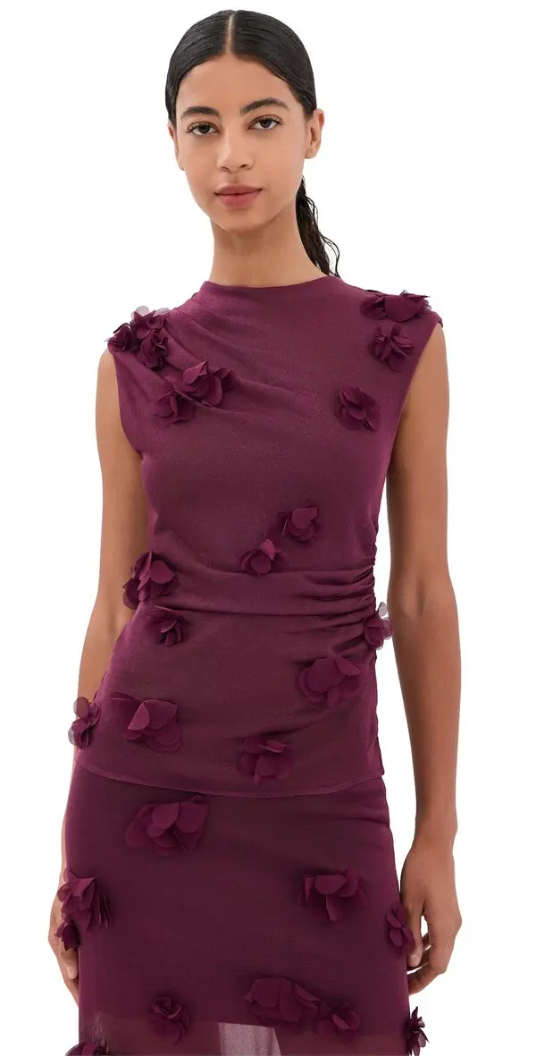 Simkhai Tessa Floral Applique Top - Fig