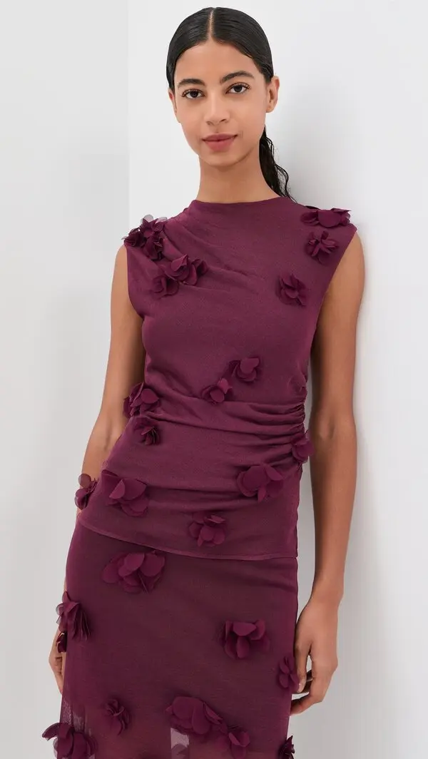 Simkhai Tessa Floral Applique Top