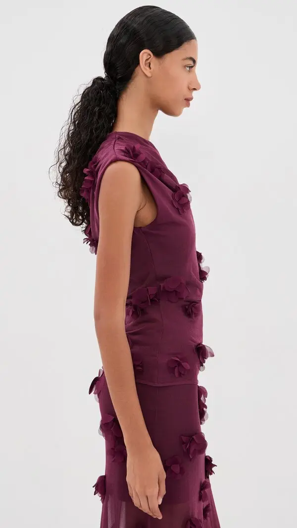 Simkhai Tessa Floral Applique Top