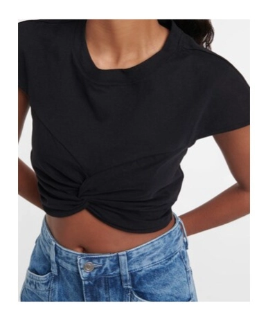 Isabel Marant Étoile Zineae Cropped Cotton Jersey Top - Black