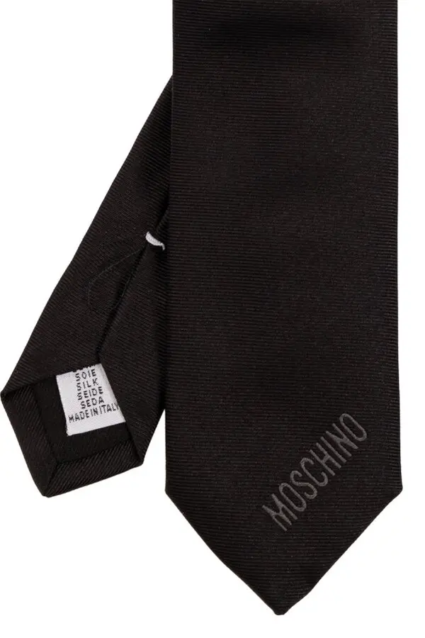Moschino Embroidered Pointed Tip Tie