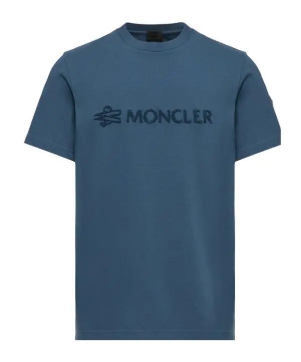 Moncler Logo Cotton T-shirt - Blue