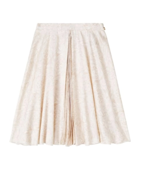 Versace Barocco Pleated Twill Skirt - White
