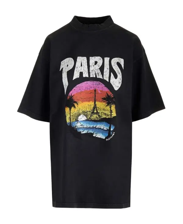 Balenciaga Tropical Printed T-shirt - Black