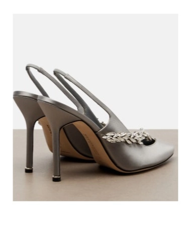 Balenciaga X Manolo Blahnik Embellished Satin Slingback Pumps