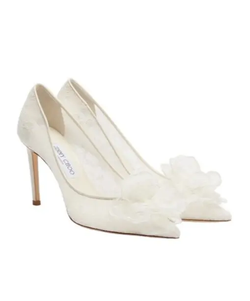 JIMMY CHOO Lace Flower High Heels