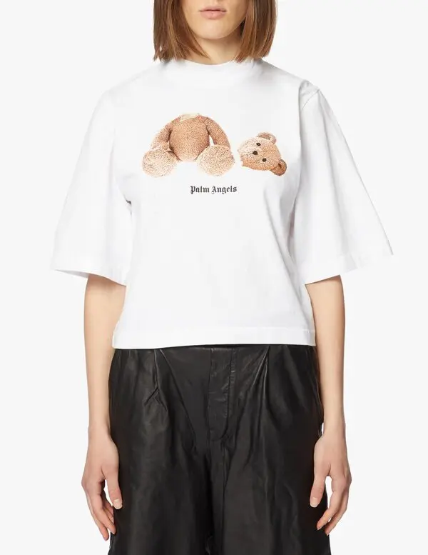 Palm Angels Bear Print Cropped T-shirt