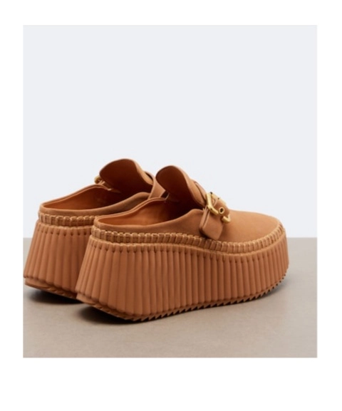 Chloé Nama Leather Platform Mules