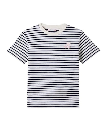 Bonpoint Lilas Striped Cotton Jersey T-shirt - White