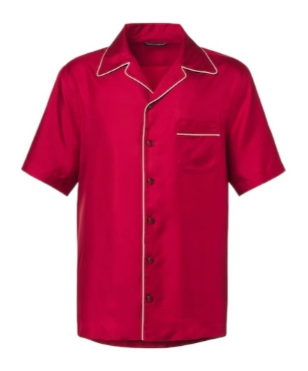 Dolce & Gabbana Silk Satin Bowling Shirt - Red