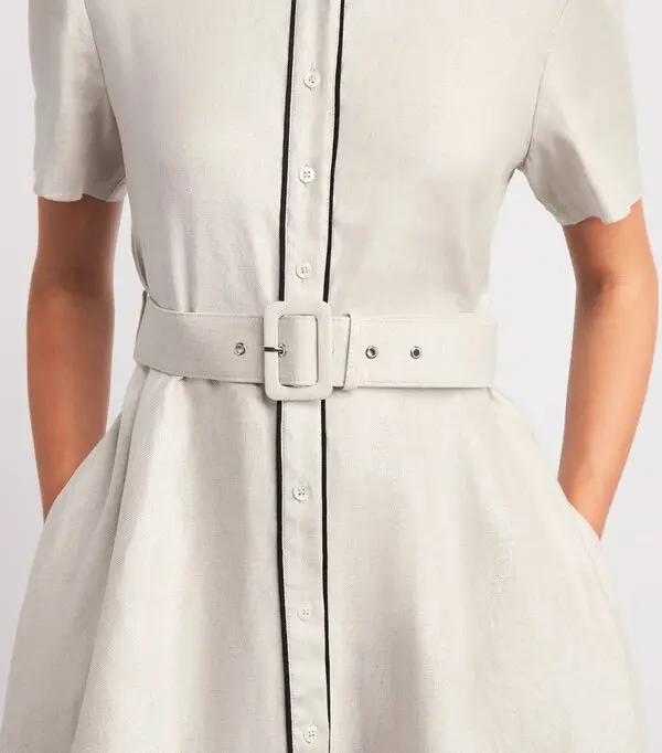 TOCCIN Linen-blend Jean Midi Dress With Contrast Piping