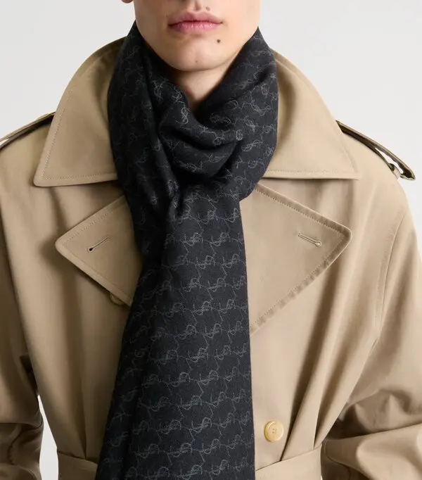 Saint Laurent Cashmere-silk Monogram Scarf