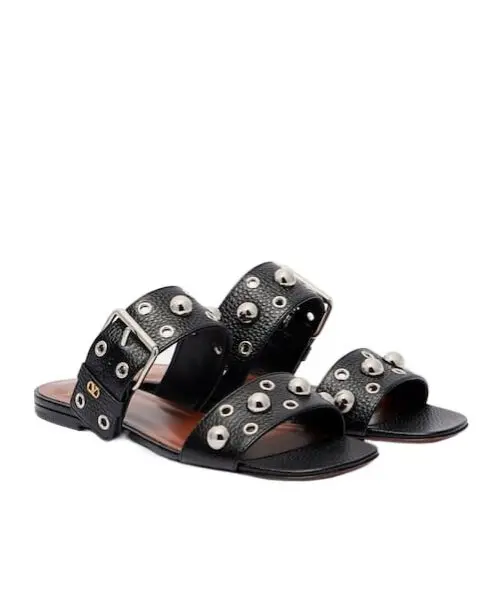 Valentino Garavani Nellcôte Studded Leather Sandals - Black