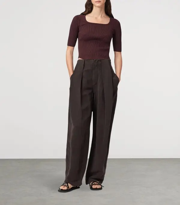 ALLSAINTS Cruz Hally Ribbed Corset Top - Brown