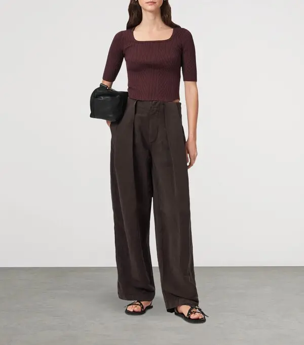 ALLSAINTS Cruz Hally Ribbed Corset Top - Brown