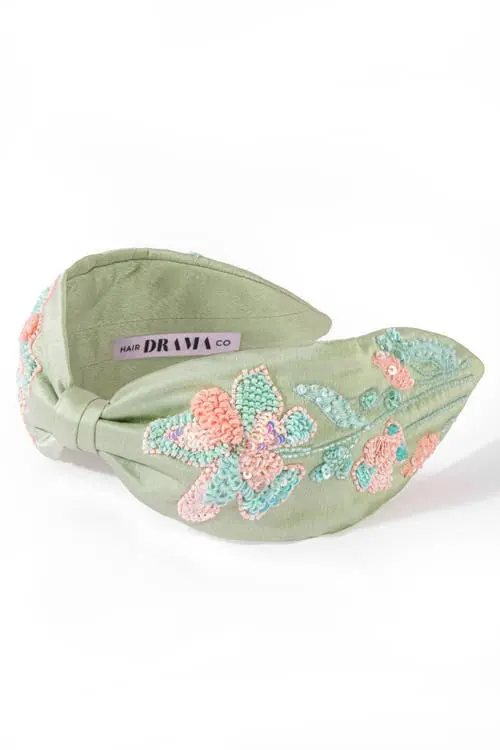 HAIR DRAMA CO Flora Embellished Knotted Hair Band
